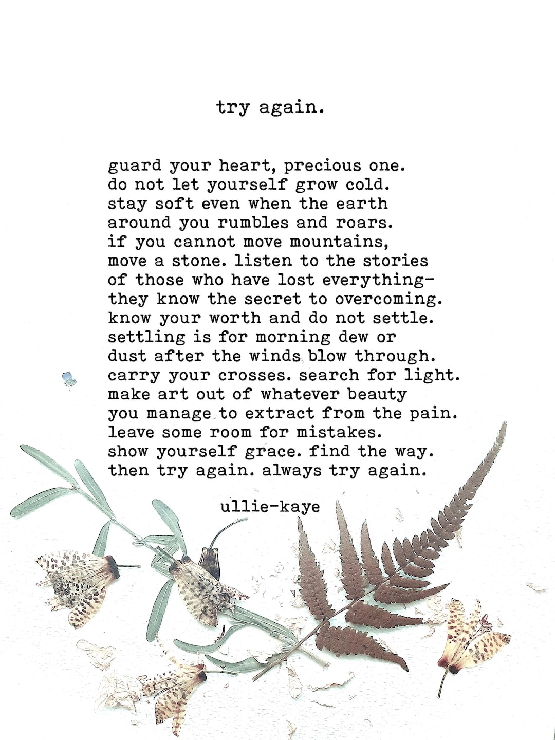 Try Again 5 X 7 Poetry Card - Etsy Canada