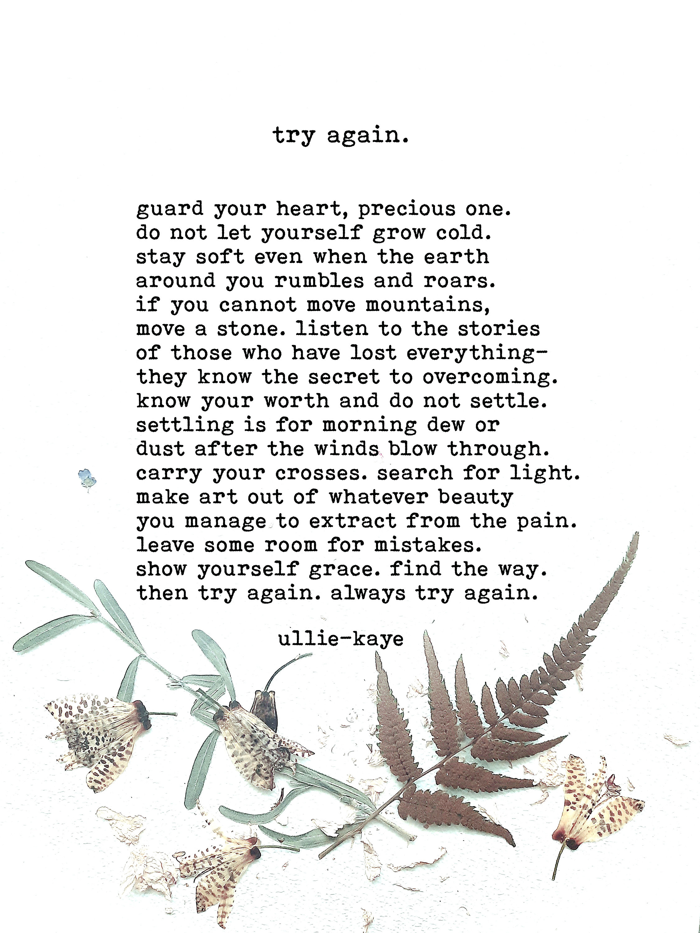 Try Again 5 X 7 Poetry Card - Etsy