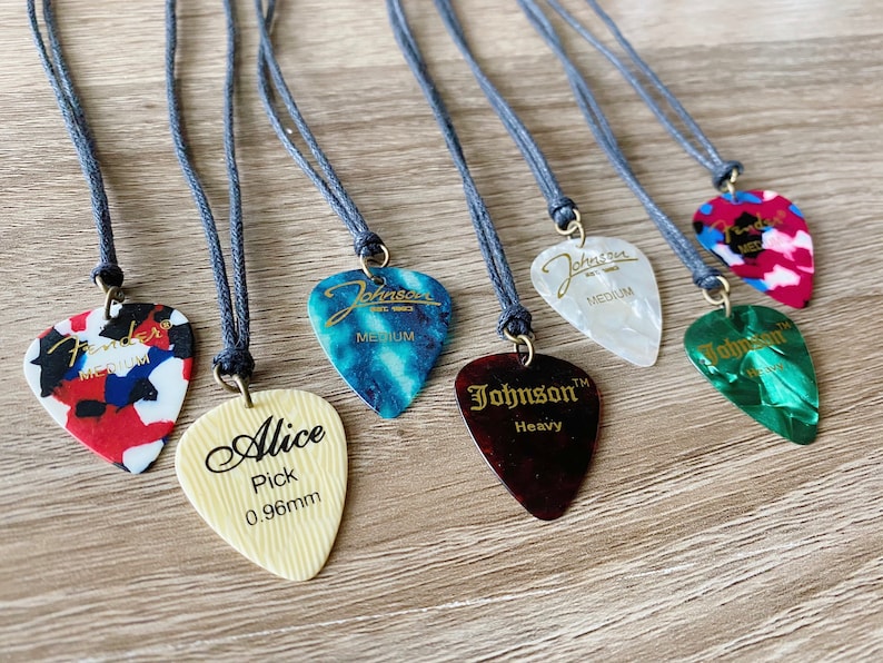 Handmade Guitar Pick Necklace Rock And Roll Pendant For Men Etsy