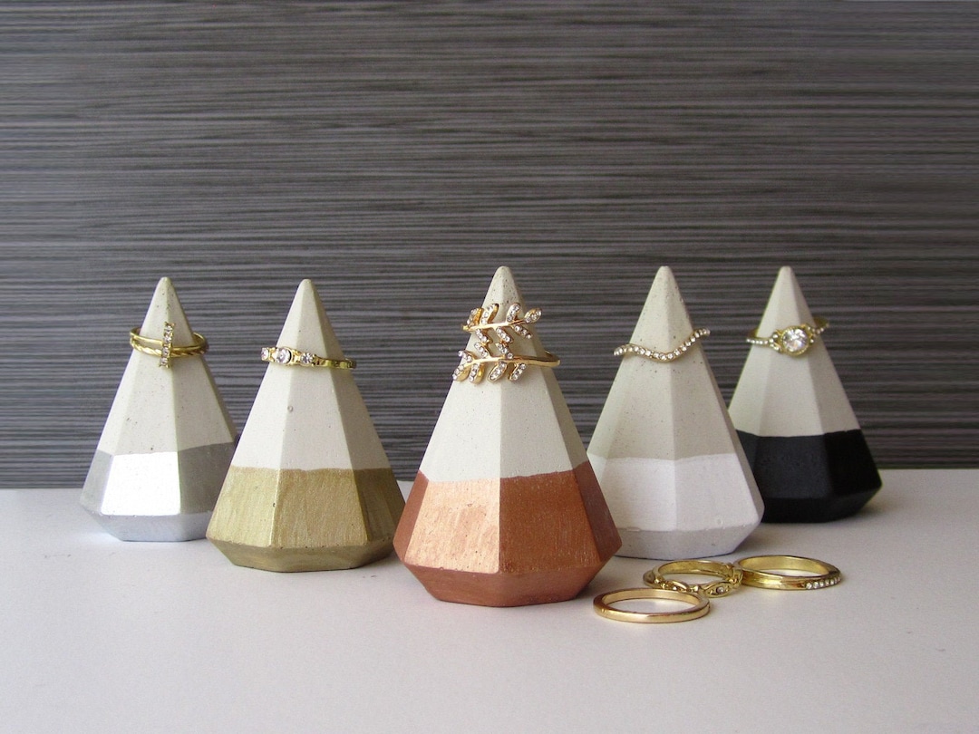 Concrete Ring Cone, Ring Holder, Geometric Ring Cone, Ring Cone, Ring ...