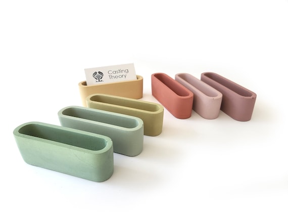 Concrete Business Card Holder for Desk Office Accessories Card Display Business Card Stand Desk Accessories Handmade Minimalist
