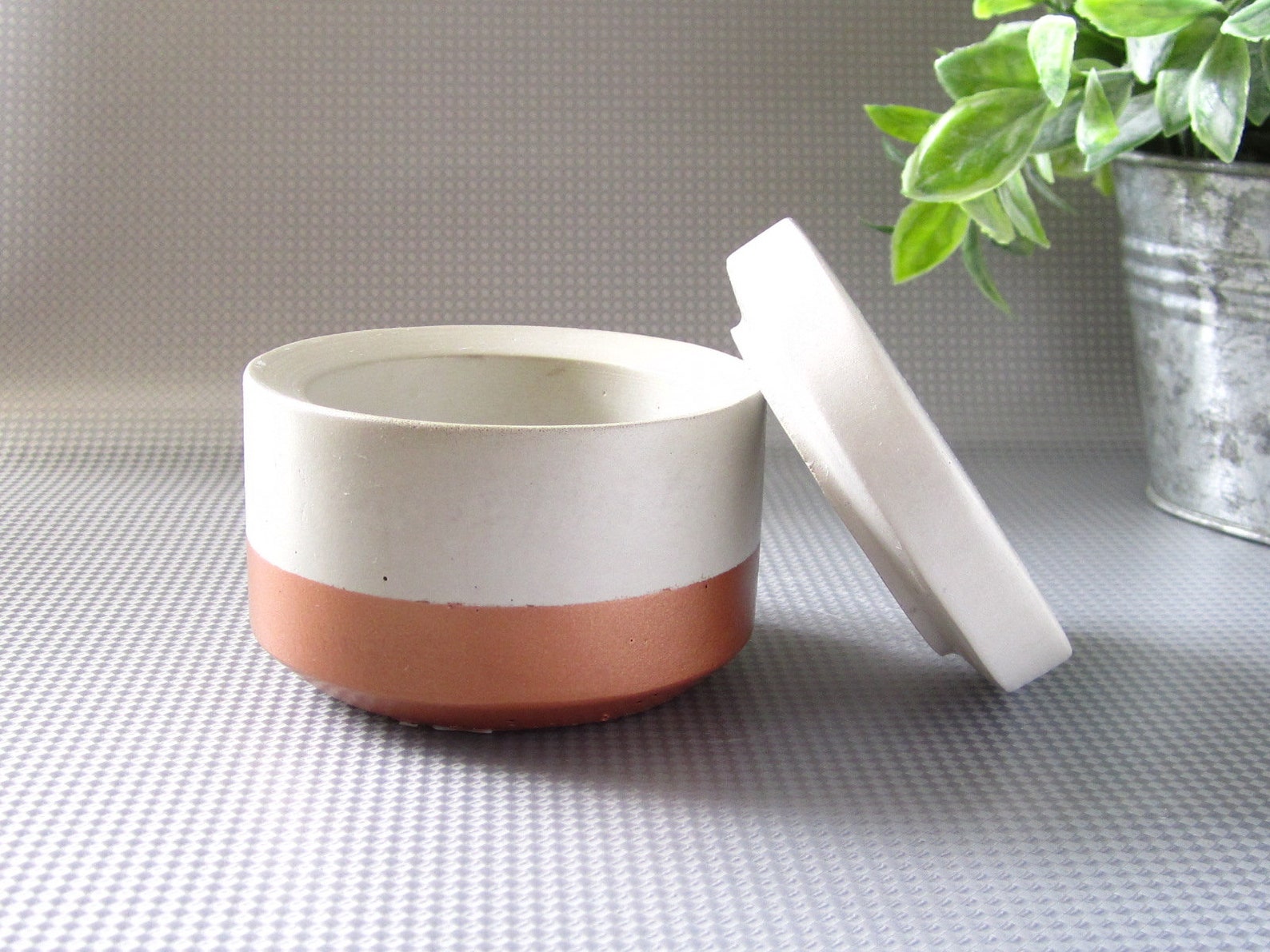Salt Cellar With Lid / Rose Gold Tipped / Salt Container / | Etsy