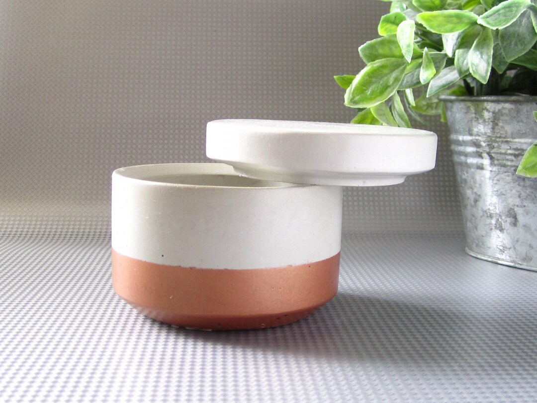 Salt Cellar With Lid / Rose Gold Tipped / Salt Container / Salt Box ...