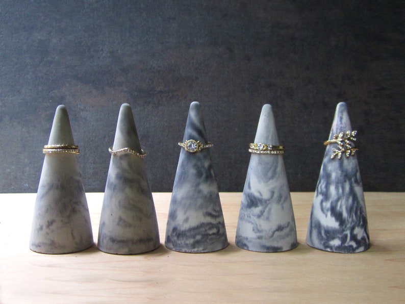 Concrete Ring Cone Ring Holder Marbled Concrete Cone Ring - Etsy