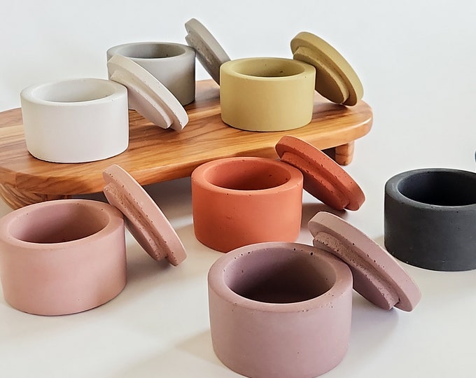 Small Speckled White Salt Cellar With Lid, Rustic Farmhouse Ceramic ...