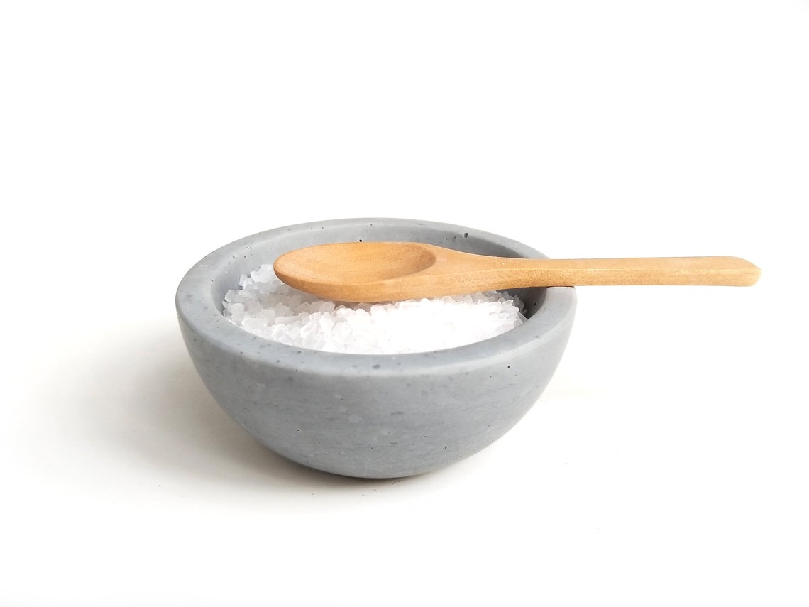 Salt Bowl With Spoon Modern Minimalist Salt Dish - Etsy