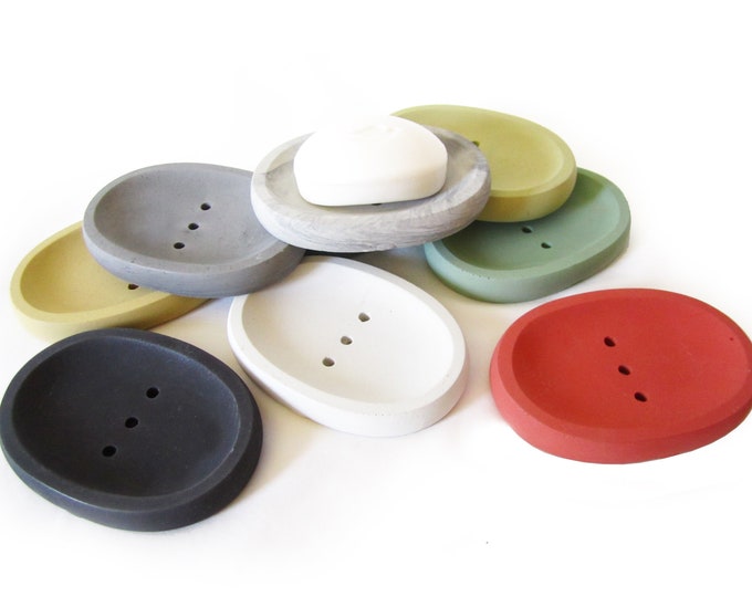 Concrete Soap Dish Draining Soap Holder Cement Modern Soap - Etsy
