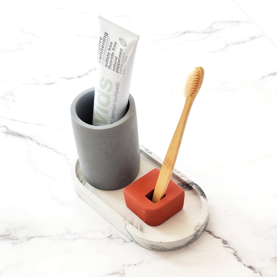 Toothbrush Holder, Toothbrush Stand, Concrete Toothbrush Holder, Modern ...