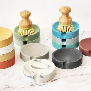 Dish Scrub Brush Holder, Self Draining, Concrete Kitchen Accessories ...
