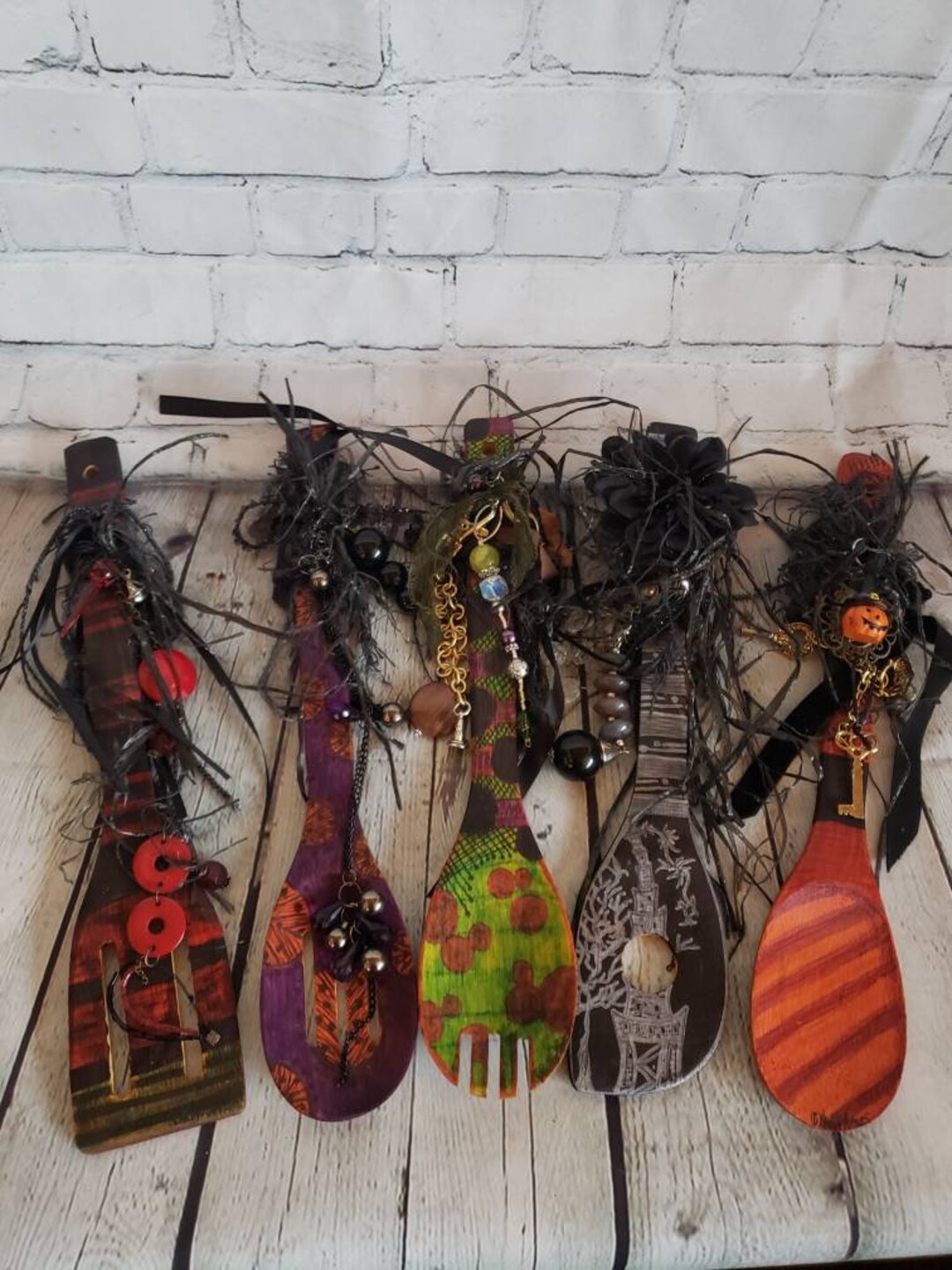 Wooden Spoons Aesthetics Halloween Witch Art Piece Set of 6 - Etsy