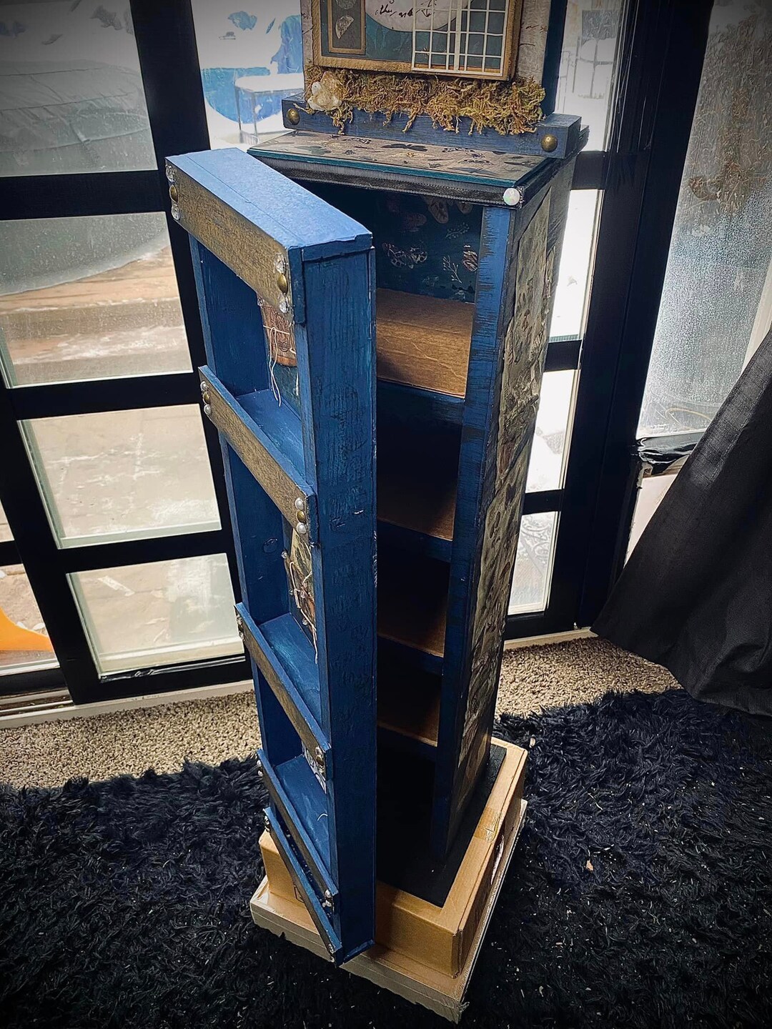 Vintage Handcrafted Hidden Cabinet: Moon Astrology Cosmic Design ...