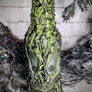 Spooky Bottles Halloween Upcycled Set Freehand Monster Faces Display ...