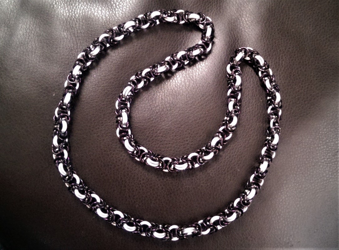 Byzantine Chainmaille Neck Chain, Chainmail Knights Chain, Black and ...