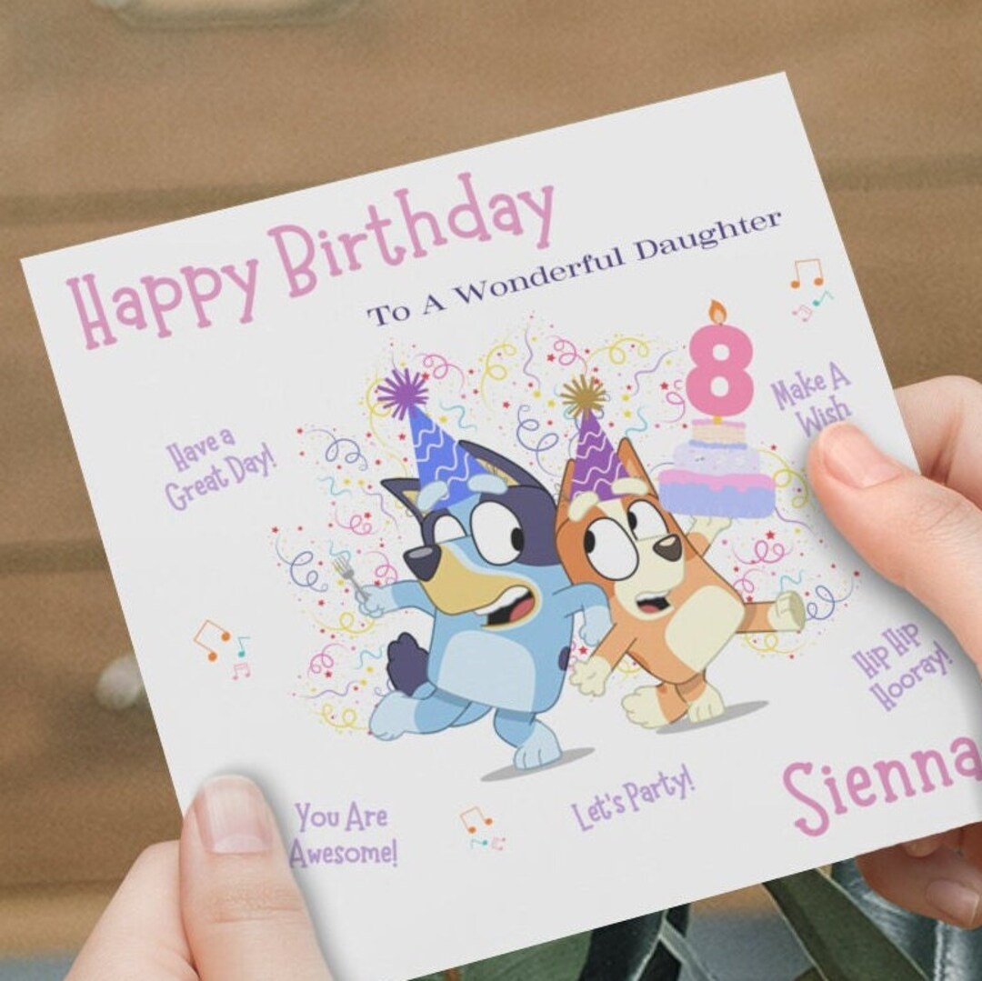 Bluey Birthday Card Bluey Personalised Bluey Card Daughter Bluey Child ...