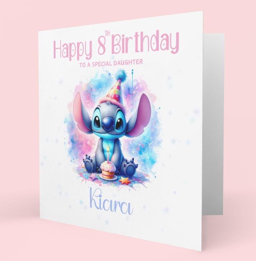 Stitch Birthday Card, Personalised Stitch, Happy Birthday Card Daughter ...