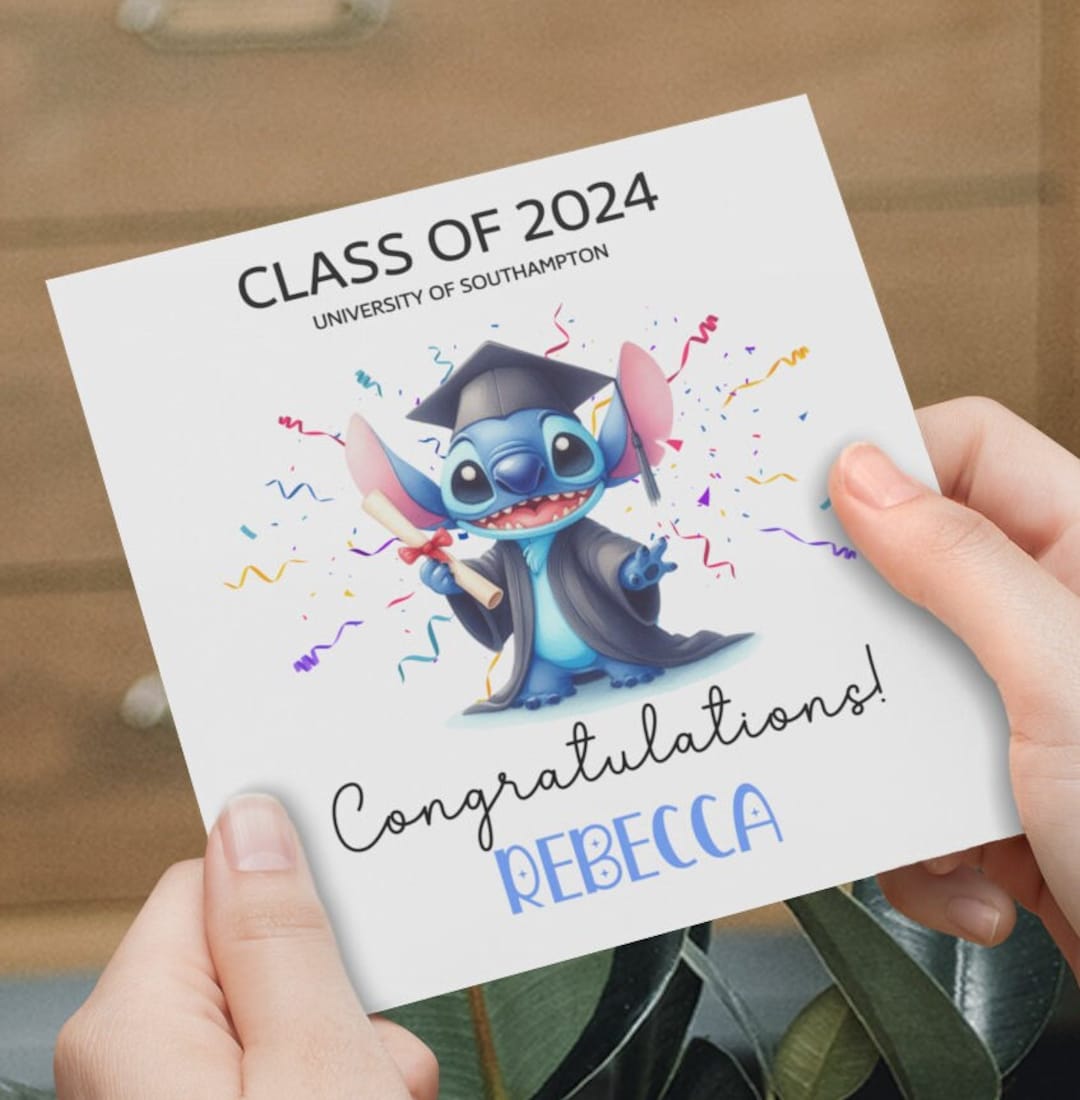 Stitch Card, Graduation Stich University Personalised Card Daughter ...