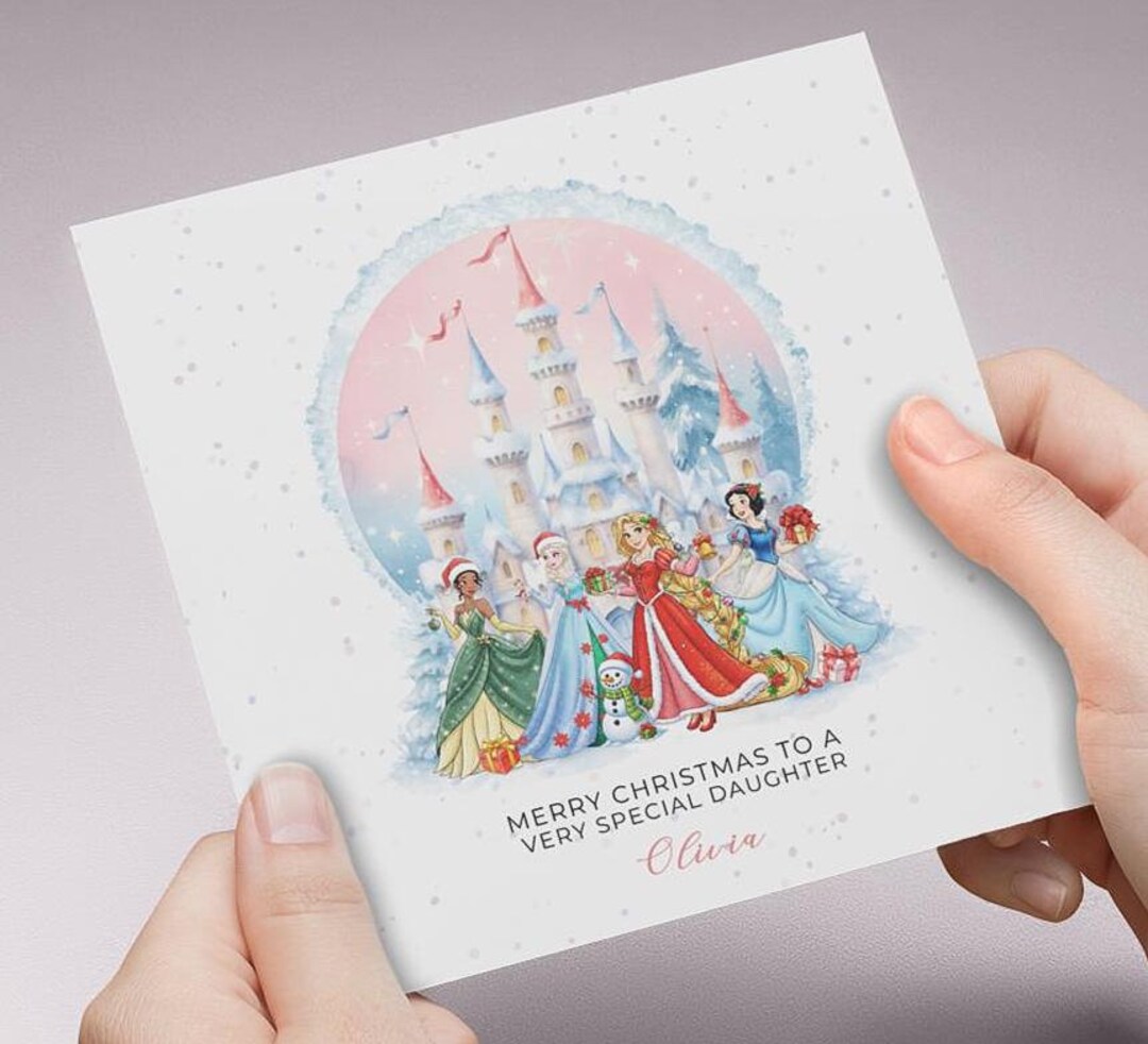 Personalised Princess Christmas Card, Daughter, Granddaughter, Niece ...