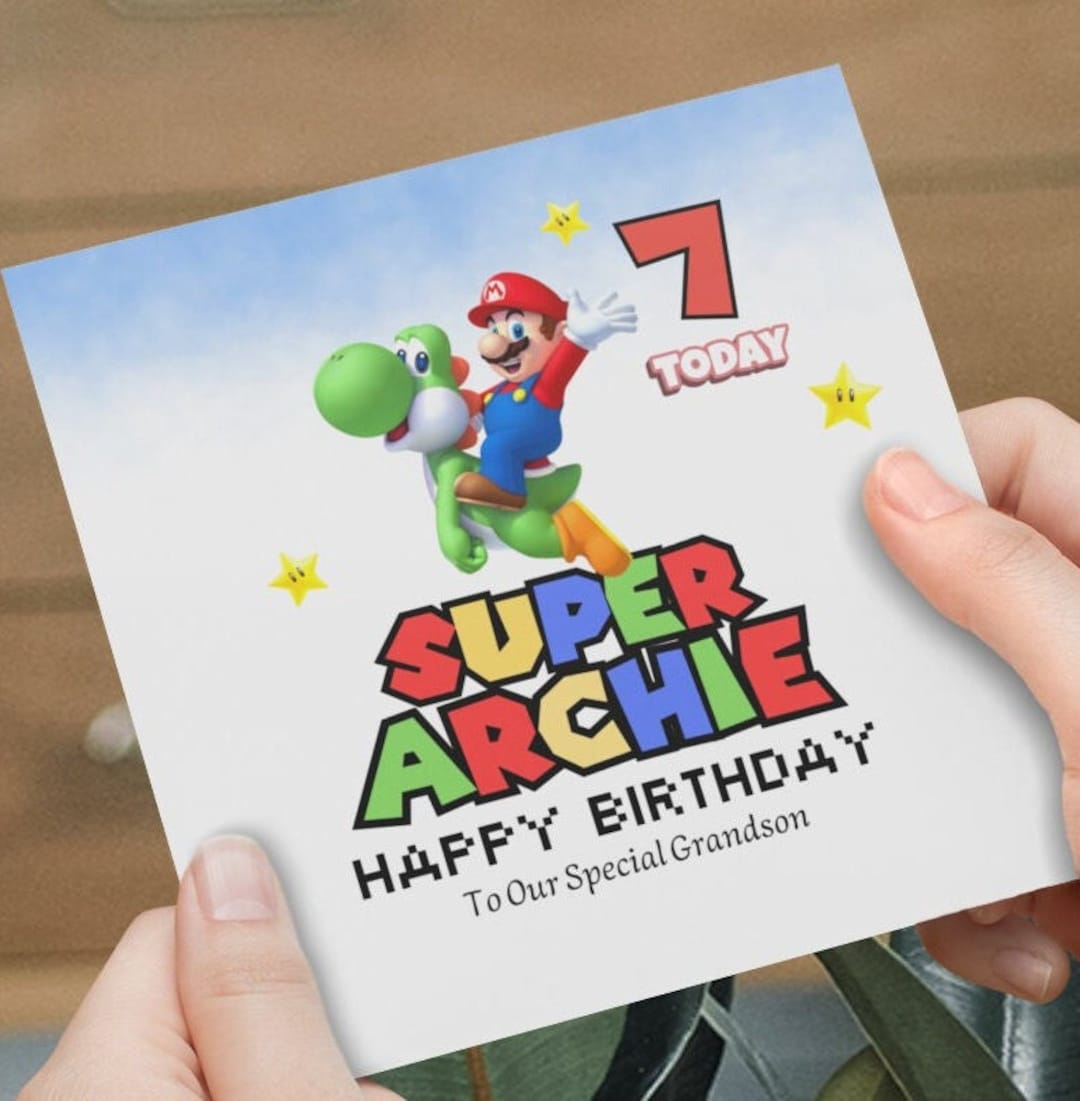 Super Mario Birthday Card, Personalized Card, Personalised Card, Happy ...