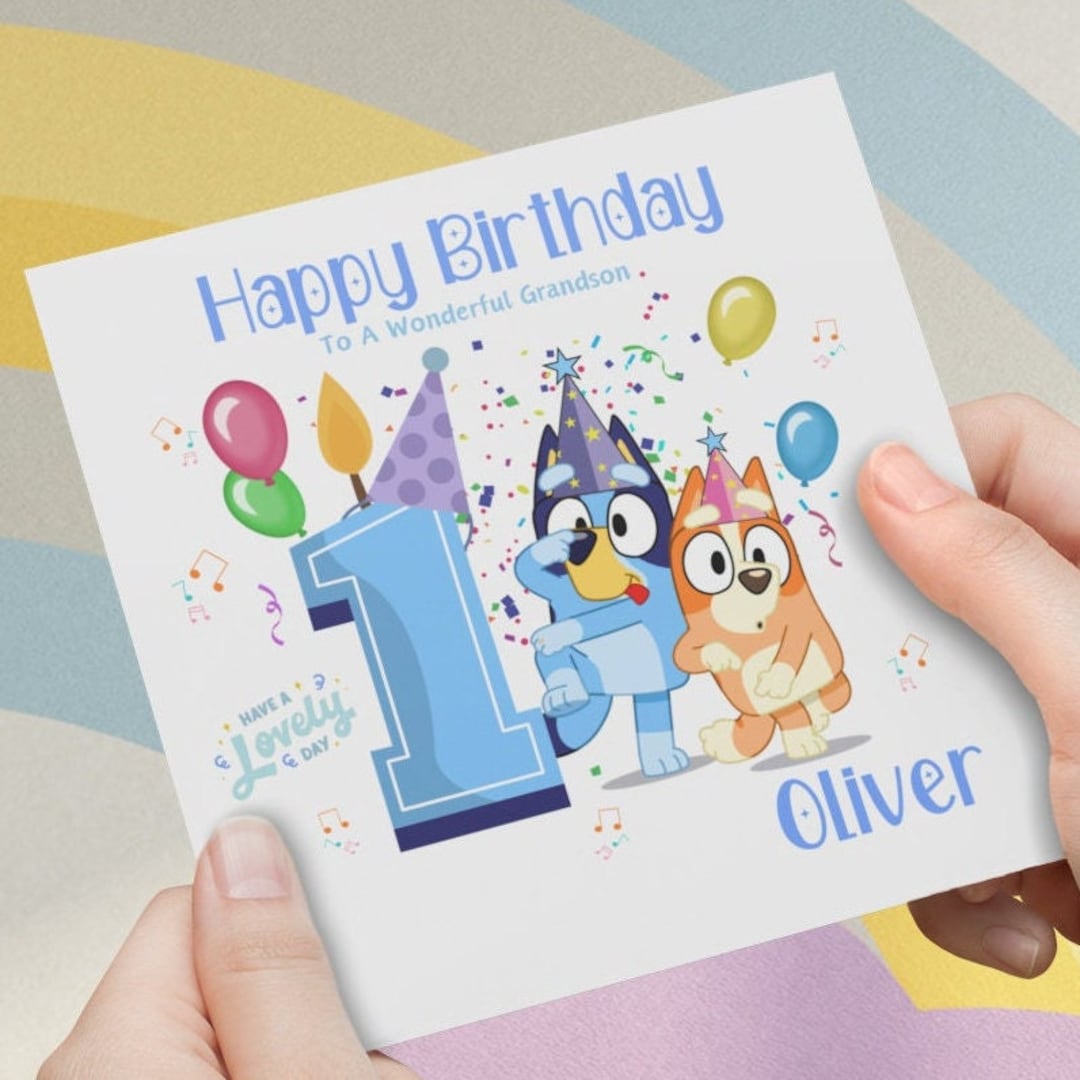 Bluey Birthday Card, Personalised Card, Personalized Cute Birthday Card ...