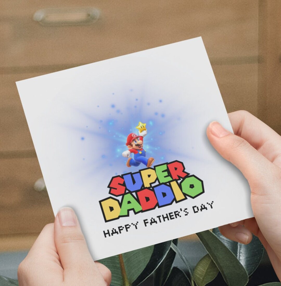 Super Mario Fathers Day Card, Super Daddio Fathers Day Card, Card for ...