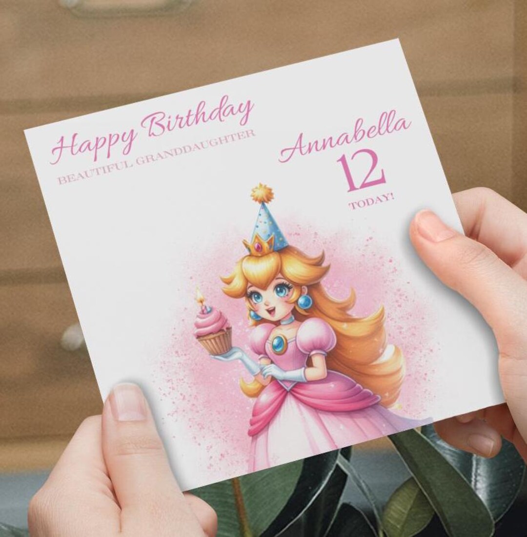Personalised Super Mario Card Princess Peach Birthday Card, Custom ...