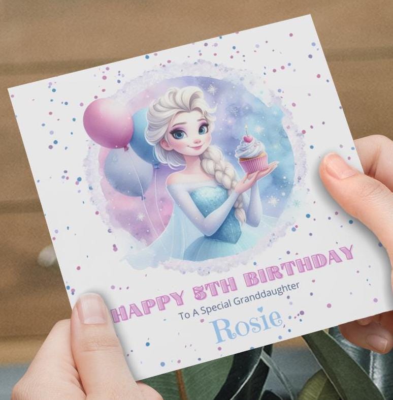 Elsa Frozen Birthday Card Personalised - Elsa, Daughter, Granddaughter ...