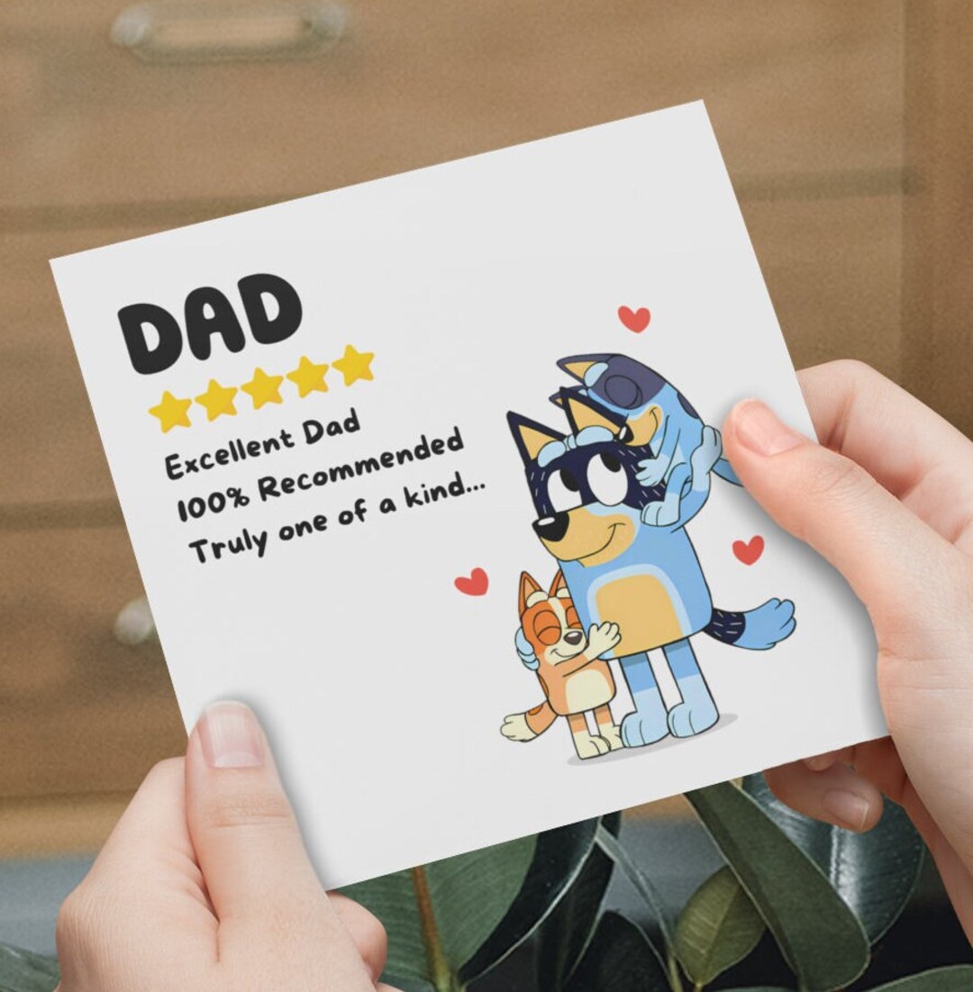 Bluey Father's Day Card Bluey Card Bluey Dad 5 Star Review Dad Bluey ...