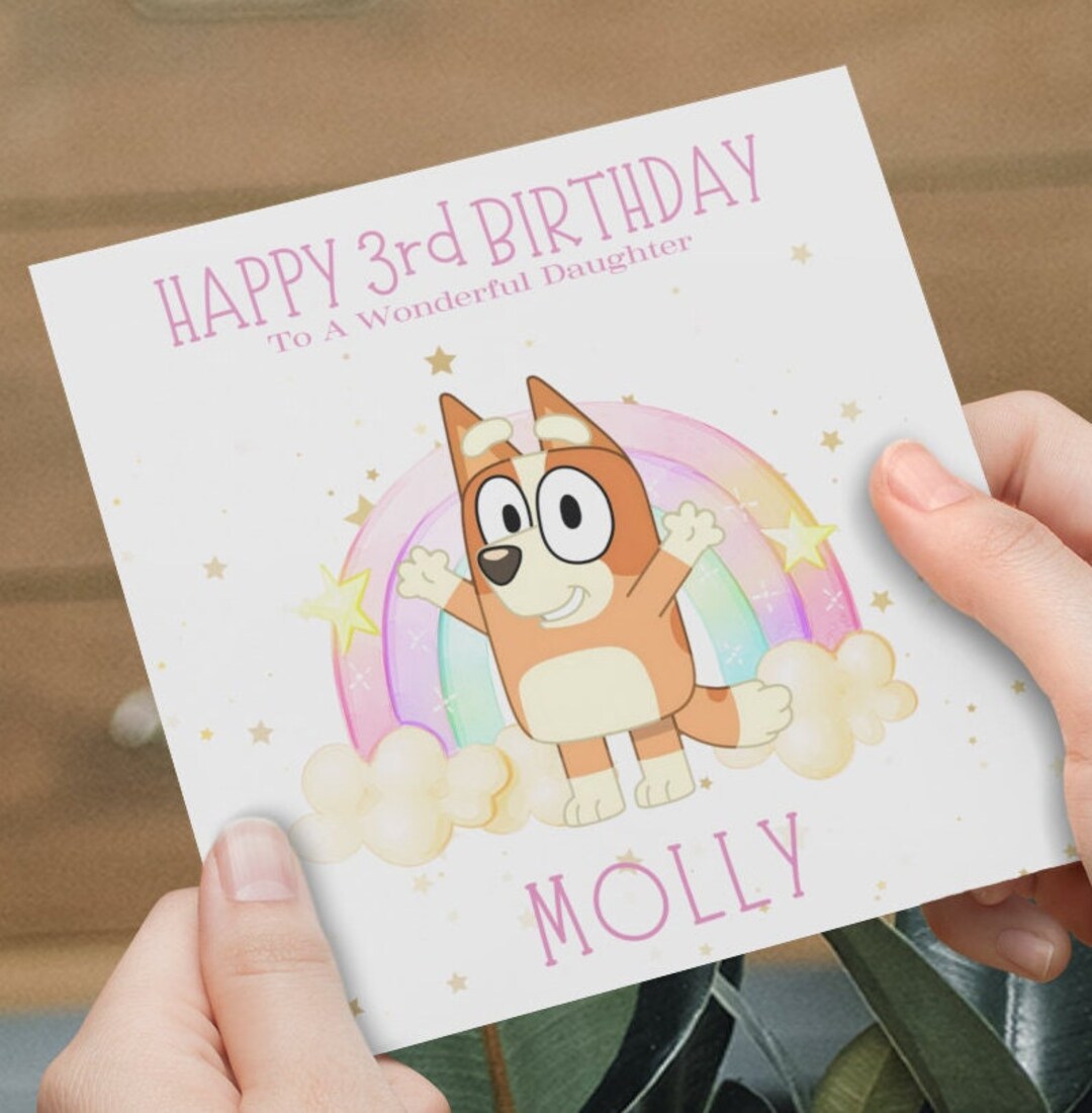 Blue Birthday Card, Bingo Personalised Card, Personalized Cute Birthday ...