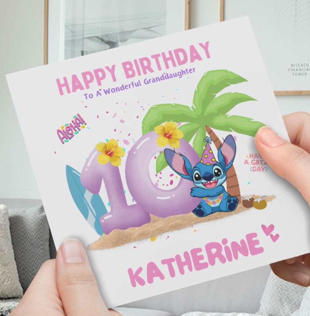 Stitch Birthday Card, Personalised Stitch, Happy Birthday Card Daughter ...