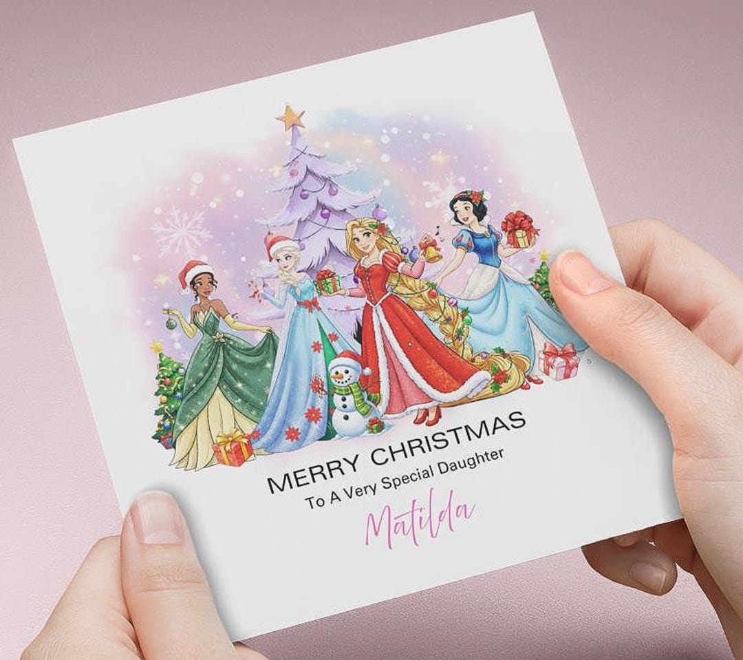 Personalised Princess Christmas Card, Daughter, Granddaughter, Niece ...