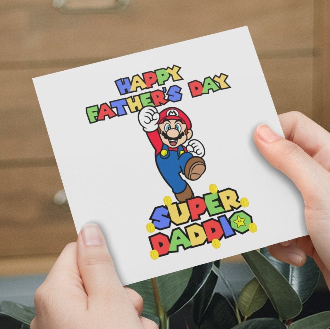 Super Daddio Fathers Day Card, Super Mario Fathers Day Card, Card for ...