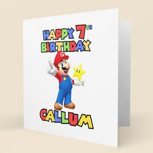 Super Mario Birthday Card, Personalised Super Mario Card for Son ...