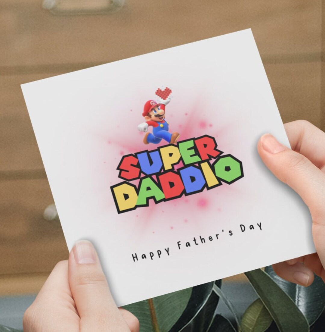 Super Mario Fathers Day Card, Super Daddio Fathers Day Card, Card for ...