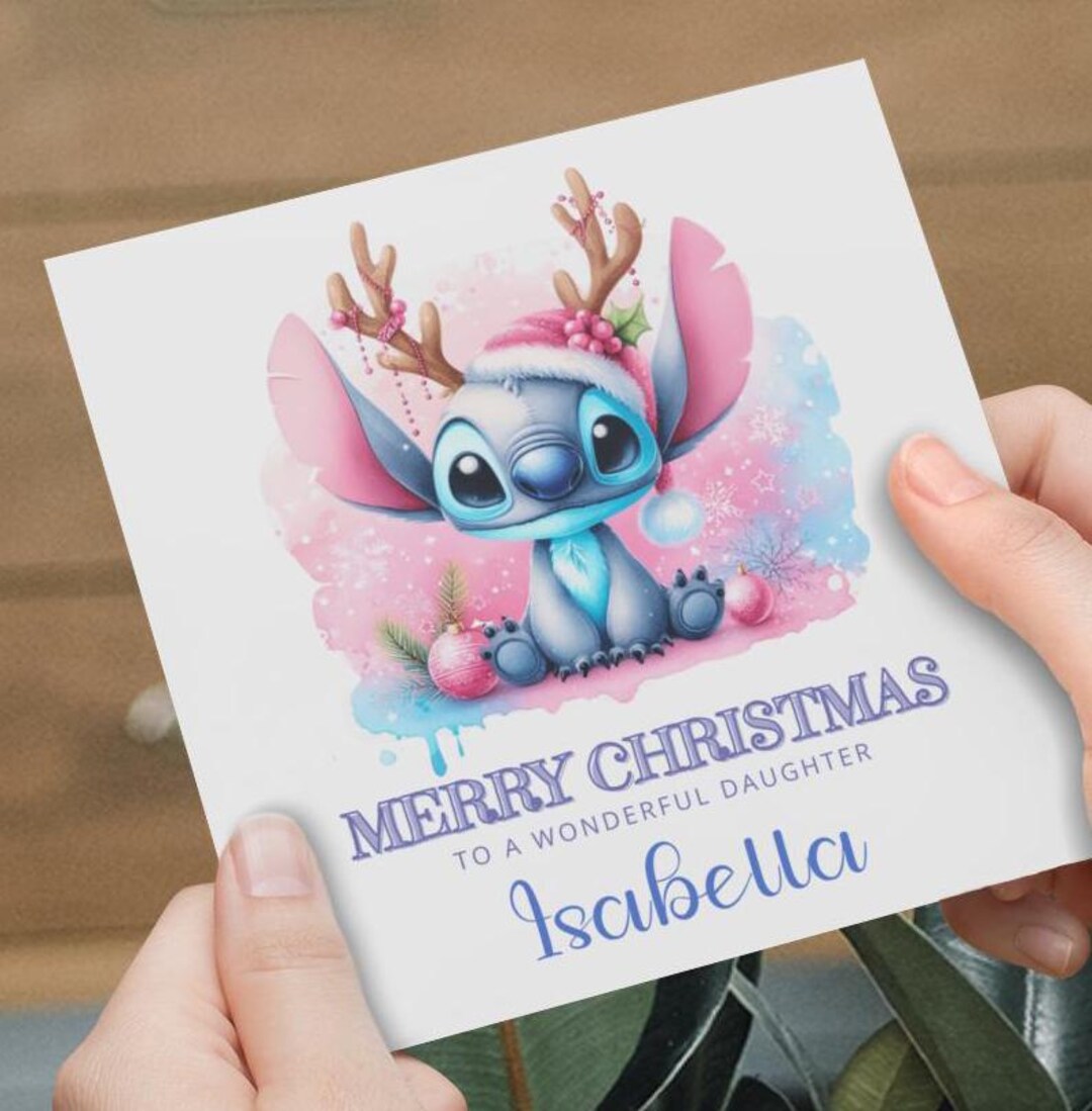 Stitch Christmas Card, Personalised Stitch, Happy Christmas Card ...