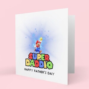 Super Mario Fathers Day Card, Super Daddio Fathers Day Card, Card for ...