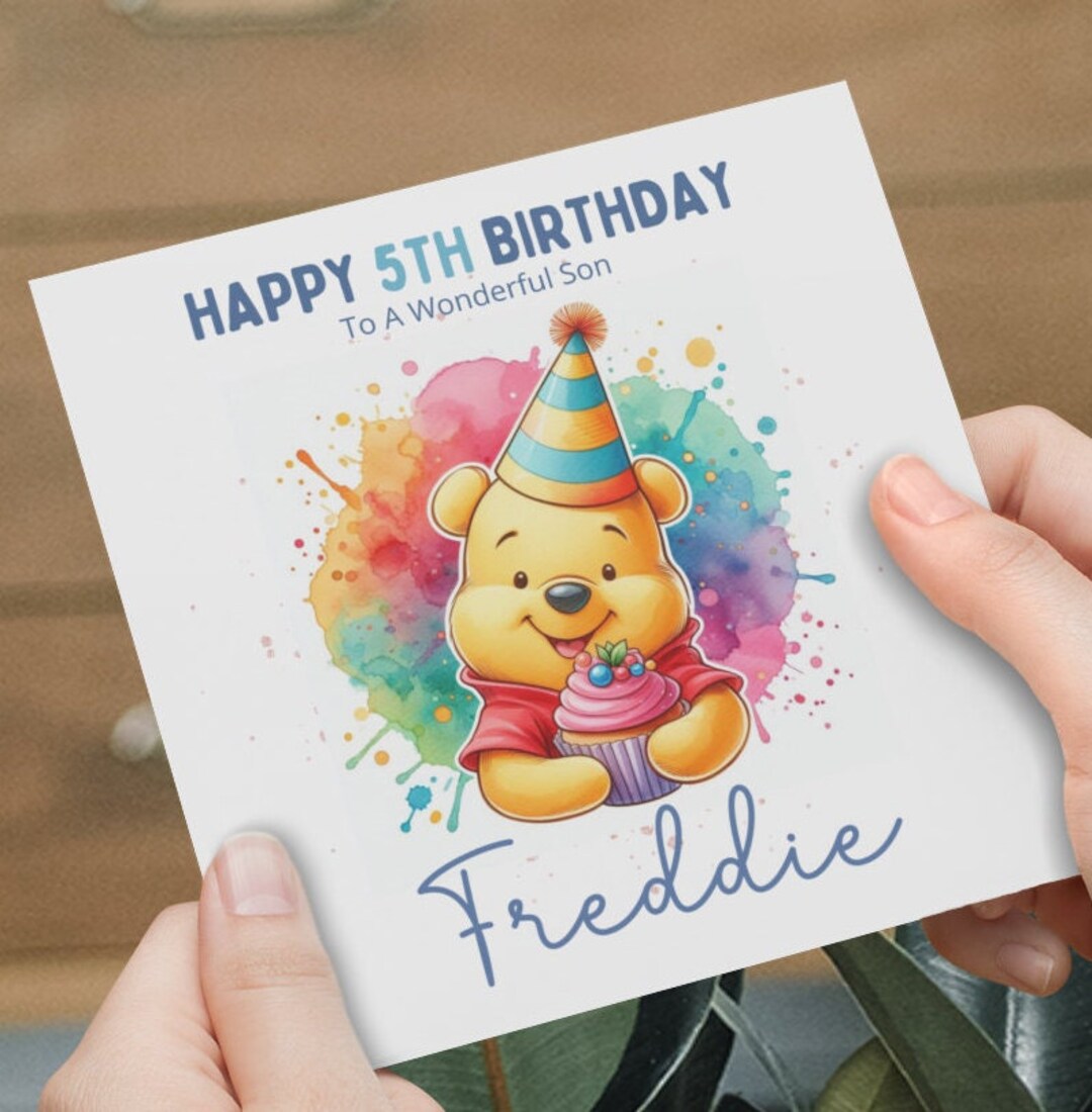 Winnie the Pooh Birthday Card, Pooh Bear Card, Personalised Whinnie the ...