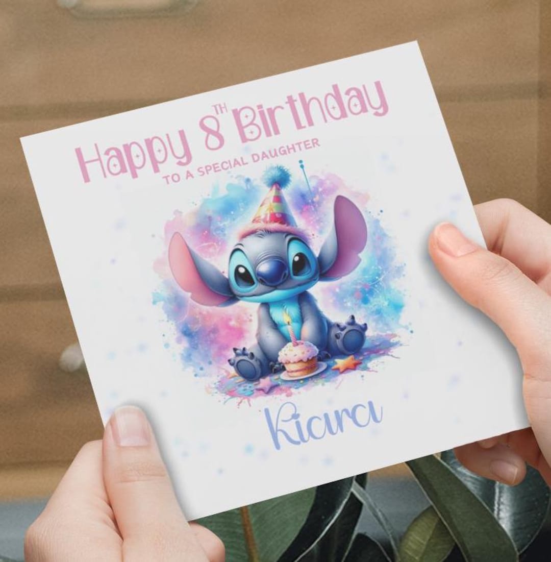 Stitch Birthday Card, Personalised Stitch, Happy Birthday Card Daughter ...