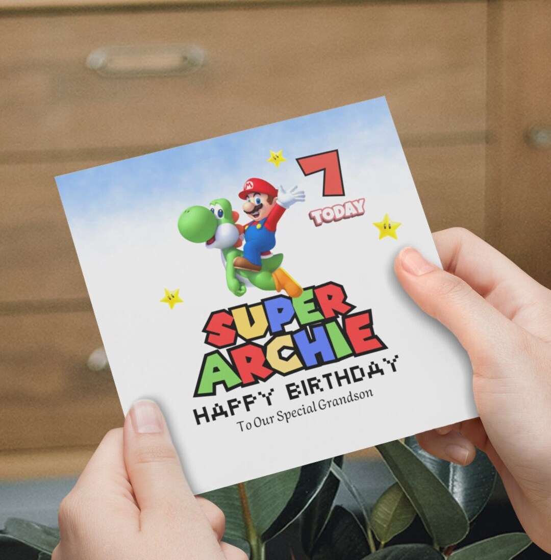 Super Mario Birthday Card, Personalized Card, Personalised Card, Happy ...