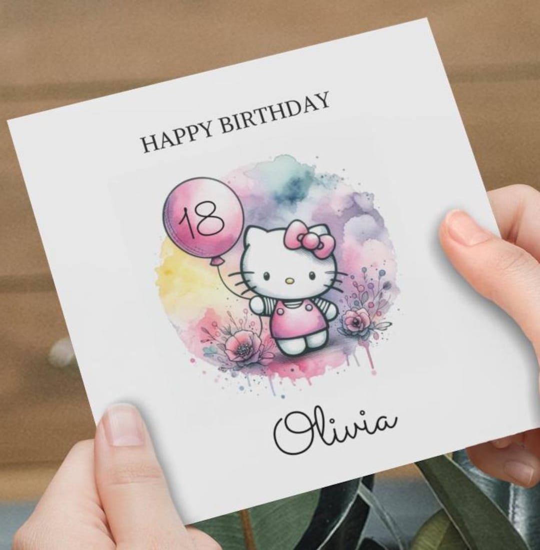 Personalised Hello Kitty Birthday Card, Hello Kitty Birthday Card ...