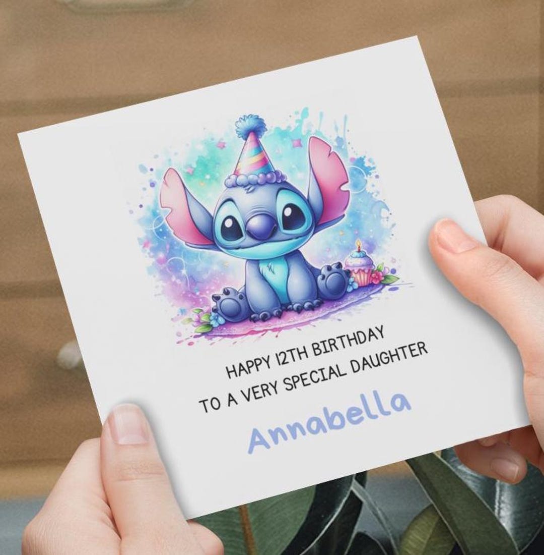 Stitch Birthday Card, Personalised Stitch, Happy Birthday Card Daughter ...
