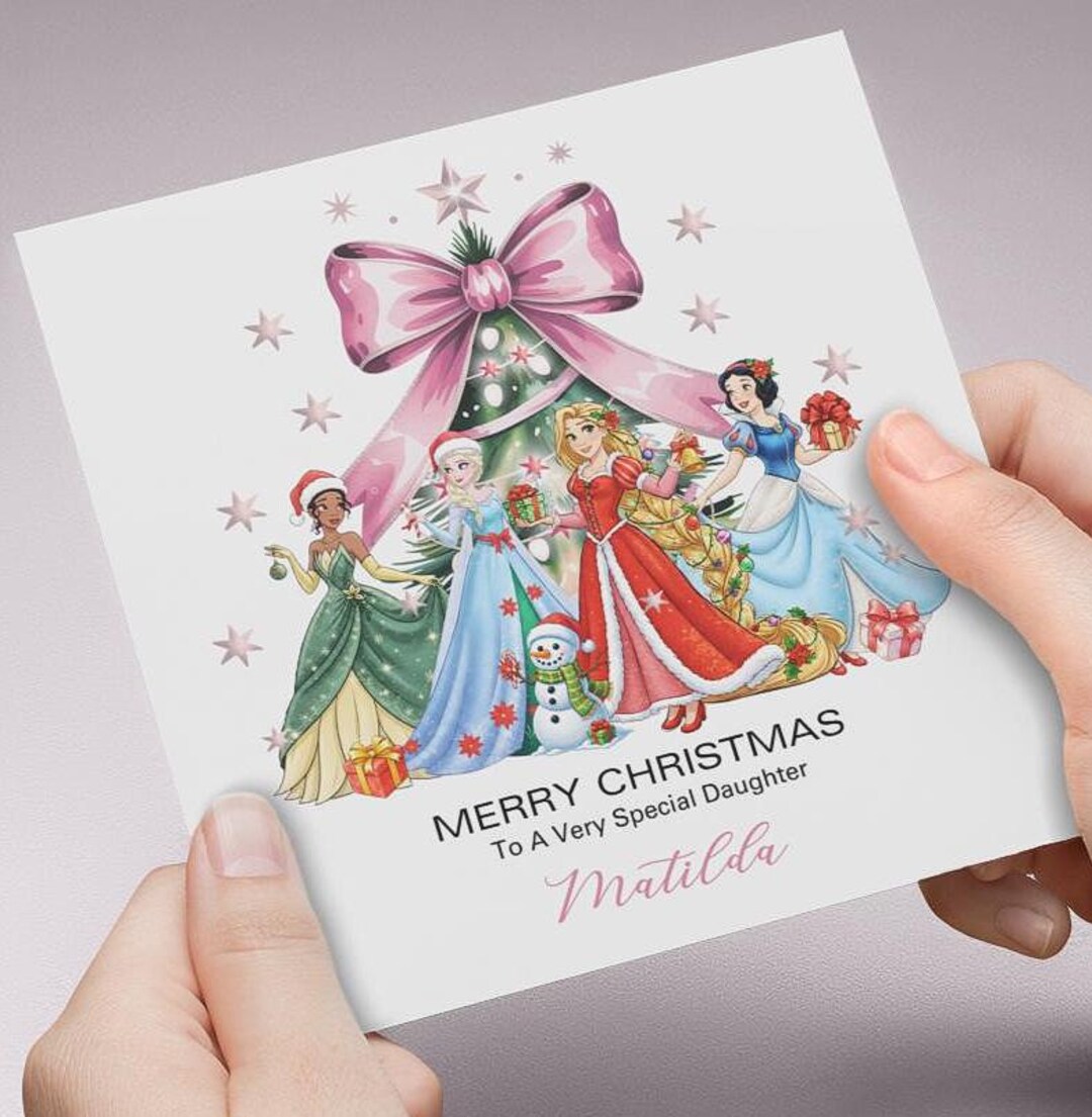 Personalised Princess Christmas Card, Daughter, Granddaughter, Niece ...