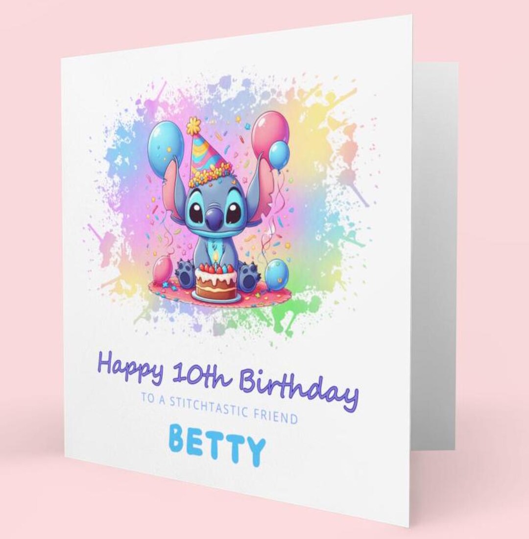 Stitch Birthday Card, Personalised Stitch, Happy Birthday Card Daughter ...