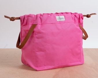 Knitting Project Bag HUNTER GREEN Waxed Canvas and Golden Brown English ...