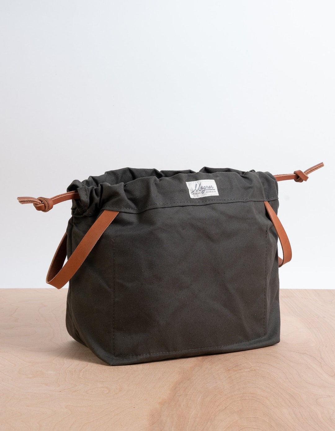 Knitting Project Bag PINE MOUNTAIN Green Canvas and Golden Brown ...