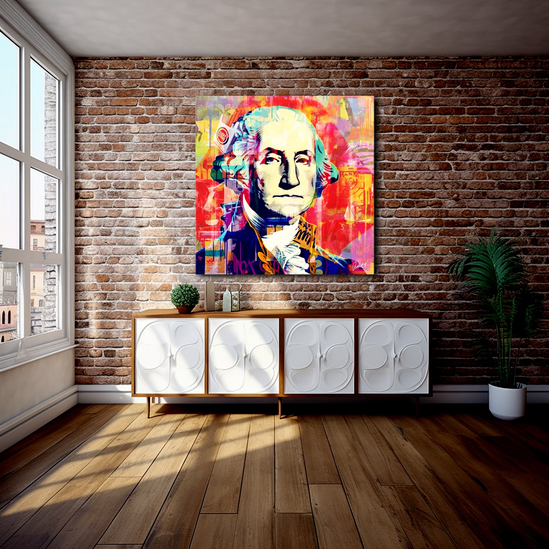 2 HUGE George Washington Money Face Large Gallery Canvas Wall Art ...