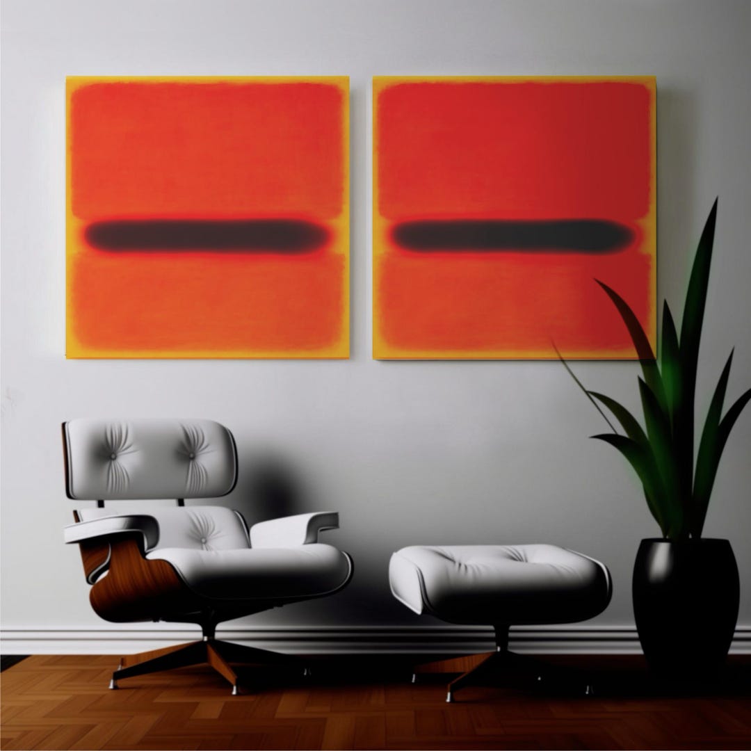 2 Handmade Candy Sunset Rothko Modern Abstract Art Painting Canvas ...