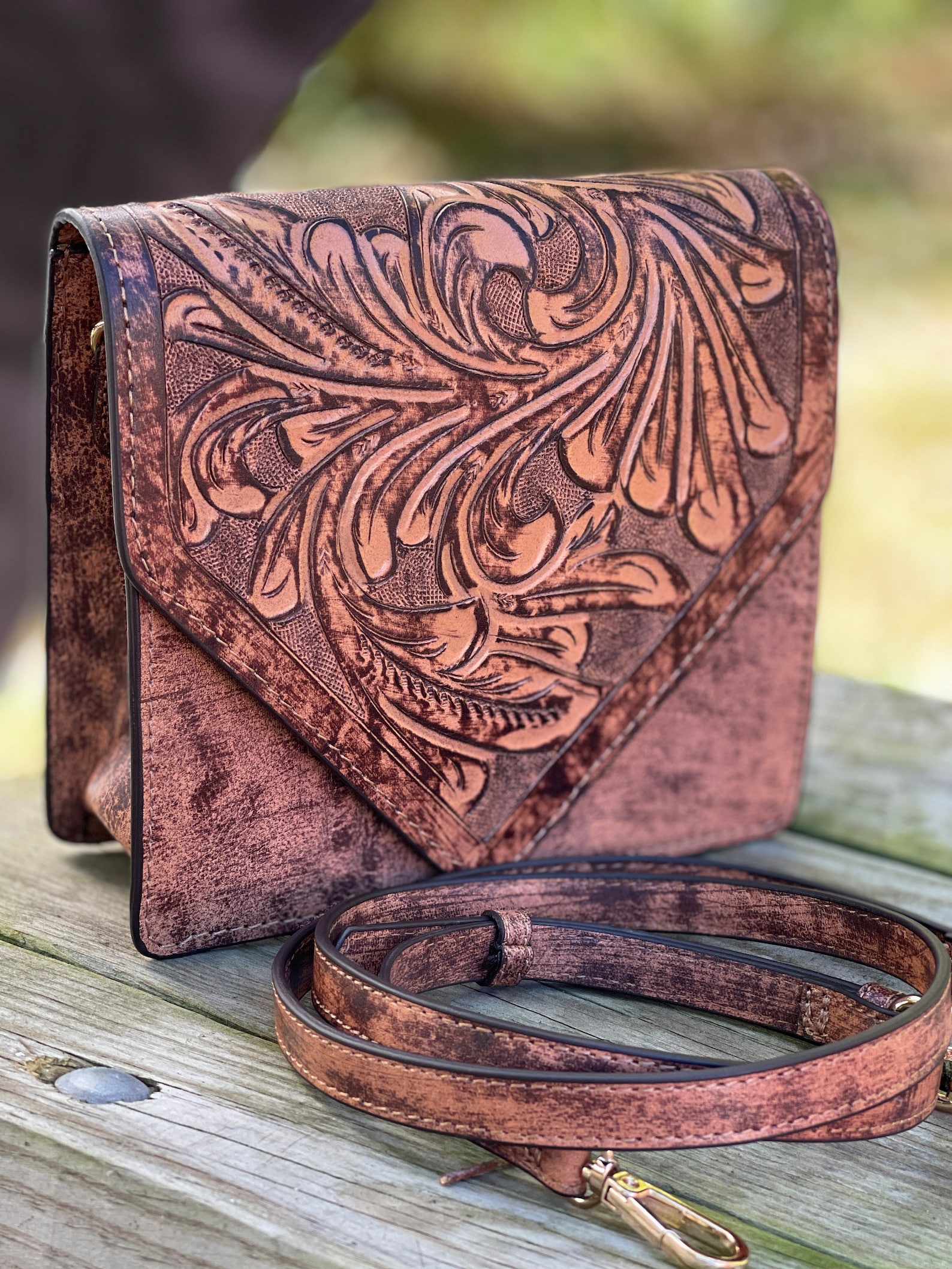 Hand-tooled Leather Crossbody Bag paris by ALLE - Etsy