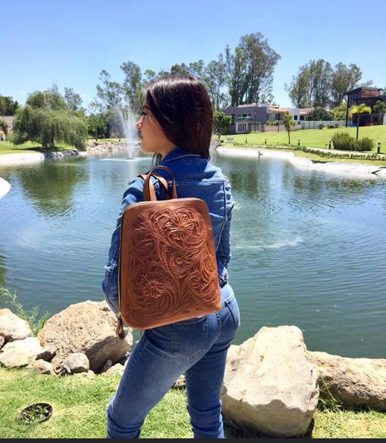 Hand-tooled Leather Backpack nuuk by ALLE Travel | Etsy