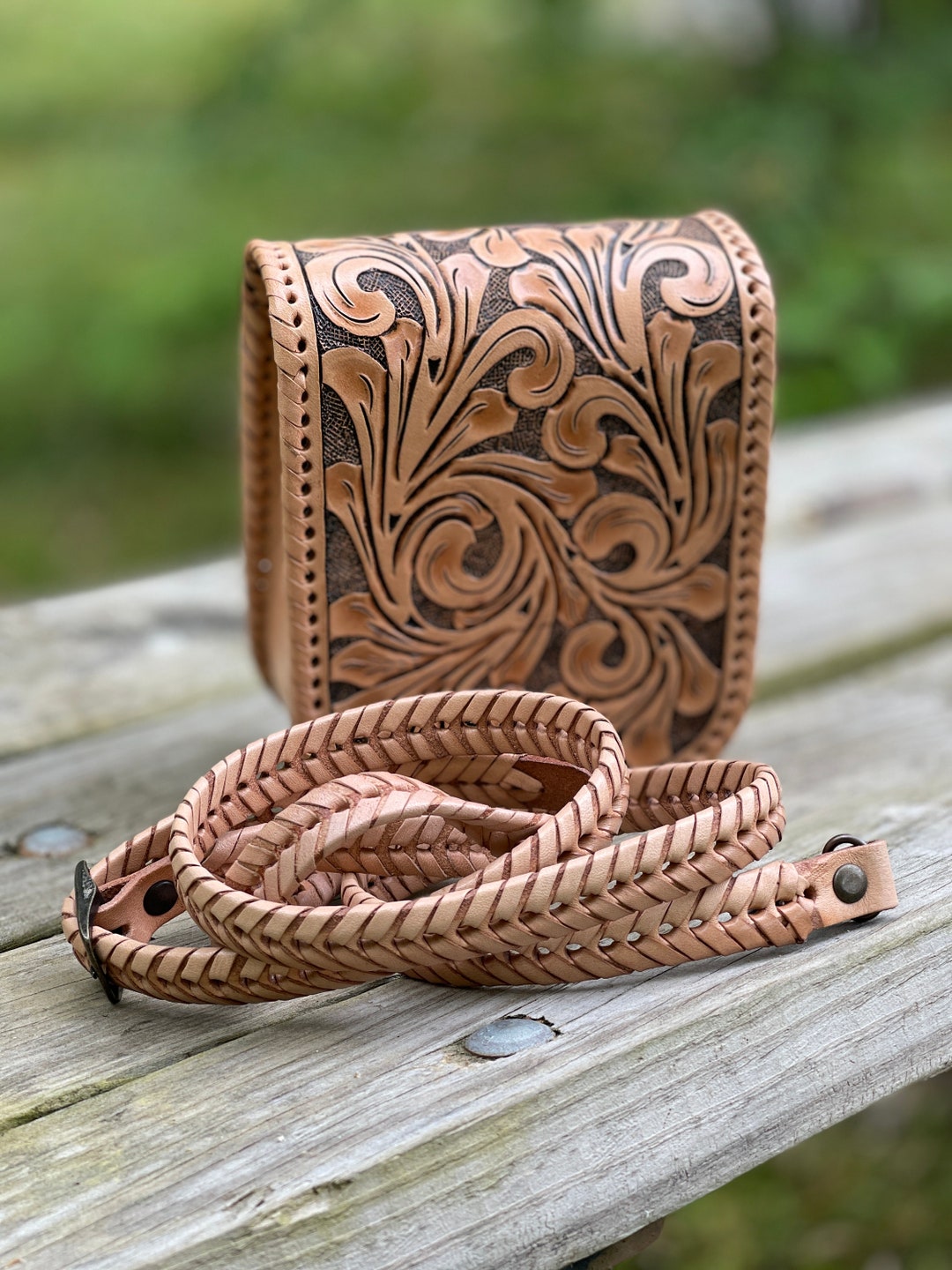 Hand Tooled Leather Wallet Crossbody BETY Tooled Bag Brown - Etsy