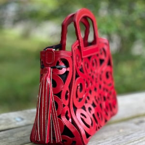 Hand-tooled Leather Cut-out Tooling, Crossbody Tote NOTA, Mexican Purse ...